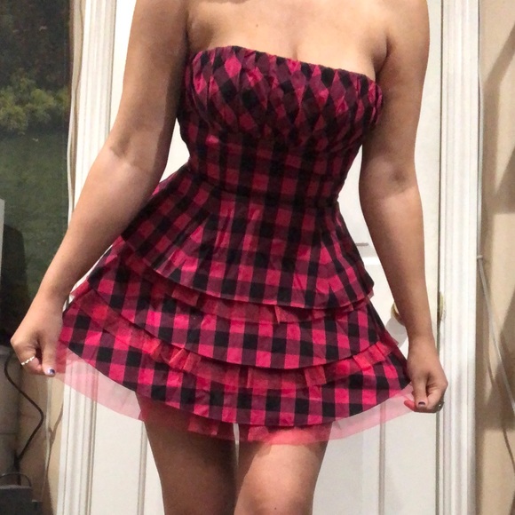 Betsey Johnson | Dresses | Betsey Johnson Y2k Pink Black Plaid ...